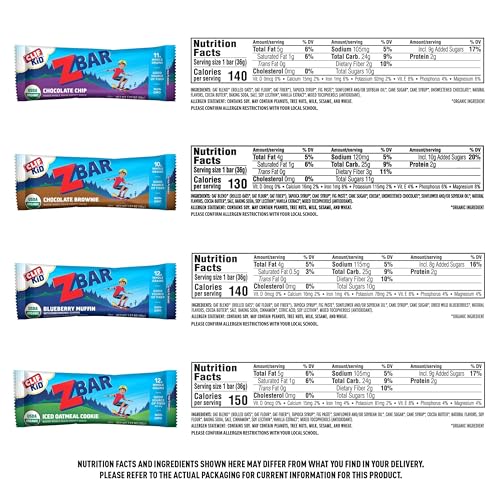CLIF Kid Zbar - Variety Pack - Soft Baked Whole Grain Snack Bars - USDA Organic - Non-GMO - Plant-Based - 1.27 oz. (18 Count)