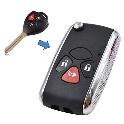 KEMANI 3 Button Modified Flip Folding Remote Key Shell Case Refit for Toyota Scion tC xB Matrix Yaris Venza Fob Replacement Uncut