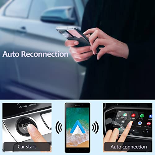 Wireless Android Auto Adapter, AA Dongle Convert Wired Android Auto to Wireless for Android Phone and Car 2016-2023, Easy Setup Compact