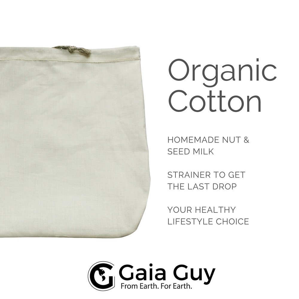 2 Extra-Large Nut Milk Bags - 15" x 15" - All Natural Organic Cotton Food Strainer for Yogurt, Cheese, Nut Milks, Tea, Coffee & More - 100% Eco-Friendly (organic cotton)