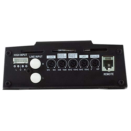 DS18 CANDY-X1B Amplifier in Black - Class D, Monoblock, 1800 Watts Max, Digital, 1/2/4 Ohm, with Remote Subwoofer Level Controller - Compact Amplifier for Speakers in Car Audio System