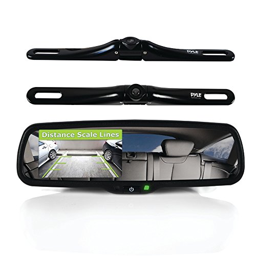 Pyle Backup Car Camera Rear View Mirror Screen Monitor System with Parking & Reverse Safety Distance Scale Lines, OEM Fit, Waterproof & Night Vision, 170° Angle Adjustable, 4.3" LCD Display-(PLCM4550)