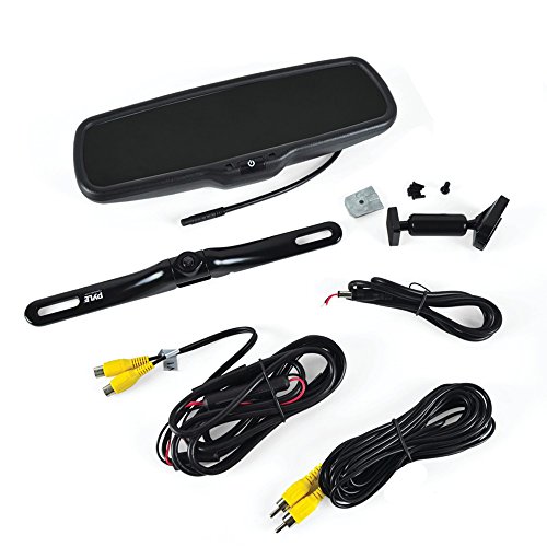 Pyle Backup Car Camera Rear View Mirror Screen Monitor System with Parking & Reverse Safety Distance Scale Lines, OEM Fit, Waterproof & Night Vision, 170° Angle Adjustable, 4.3" LCD Display-(PLCM4550)