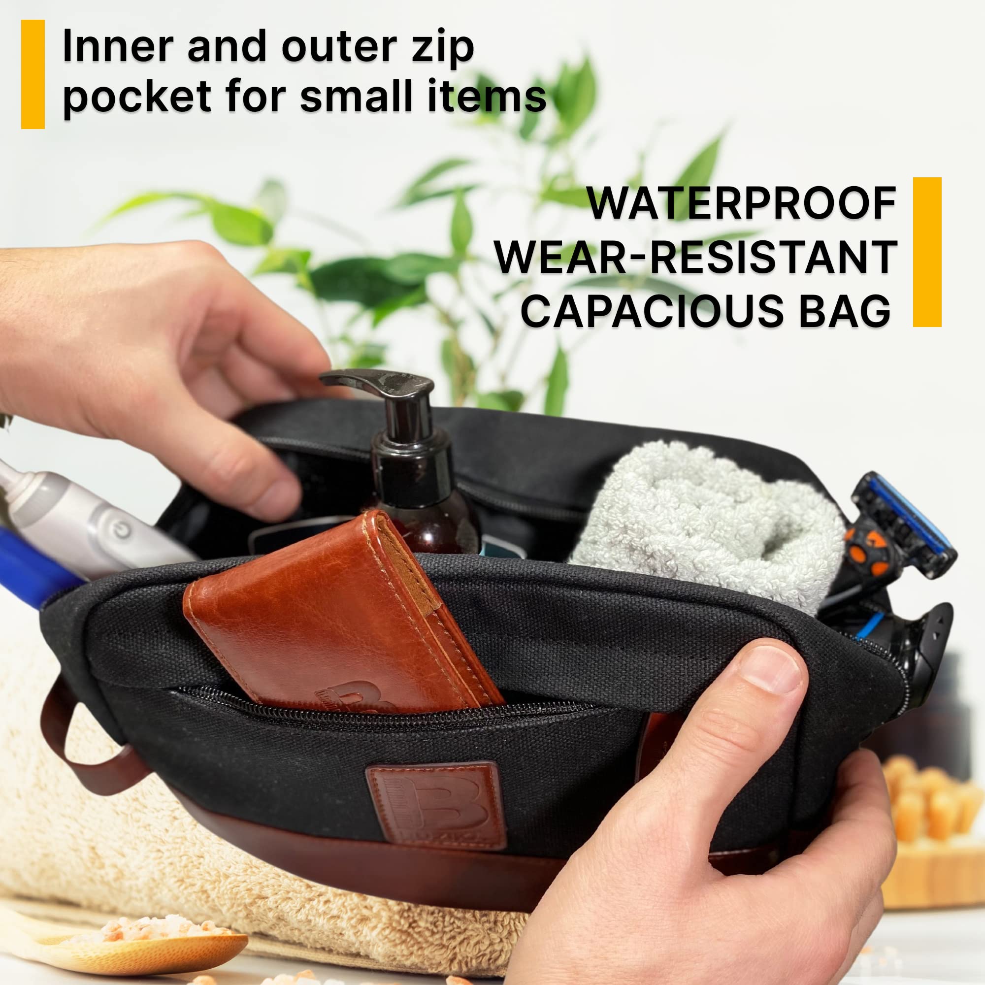 Aconl Toiletry Bag and Manicure Set Hanging Dopp Kit for Men Water Resistant Canvas Shaving Bag with Large Capacity for Travel