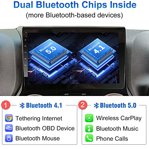 IYING 6G+64G Android Car Stereo for Jeep Wrangler 2011 2012 2013 2014 Wireless CarPlay Wireless Android Auto 10.1 Inch Car Radio QLED Touch Screen AM/FM WiFi Dual Bluetooth GPS Navigation Headunit