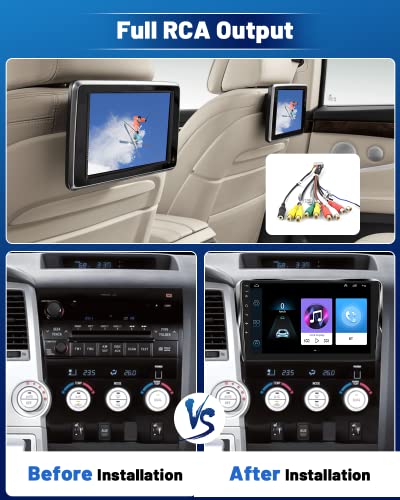 Andriod Car Stereo for Toyota Tundra 2007-2013 & Toyota Sequoia 2008-2019 Radio, 10.1 Inch Touch Screen Car Audio Receiver Bluetooth with GPS Navigation WiFi SWC Backup Camera External Mic