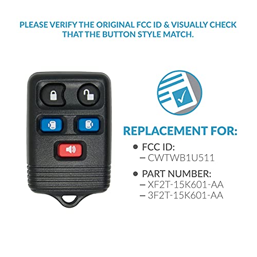 Keyless2Go Replacement for New Keyless Entry Remote Car Key Fob for Select Freestar Windstar Monterey Blackwood Vehicles That Use CWTWB1U511