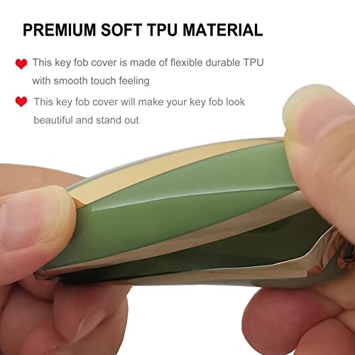 Key Fob Cover for Hyundai with Keychain Soft TPU Car Key Case Cover Compatible with Hyundai Sonata Santa fe Tucson (Green)