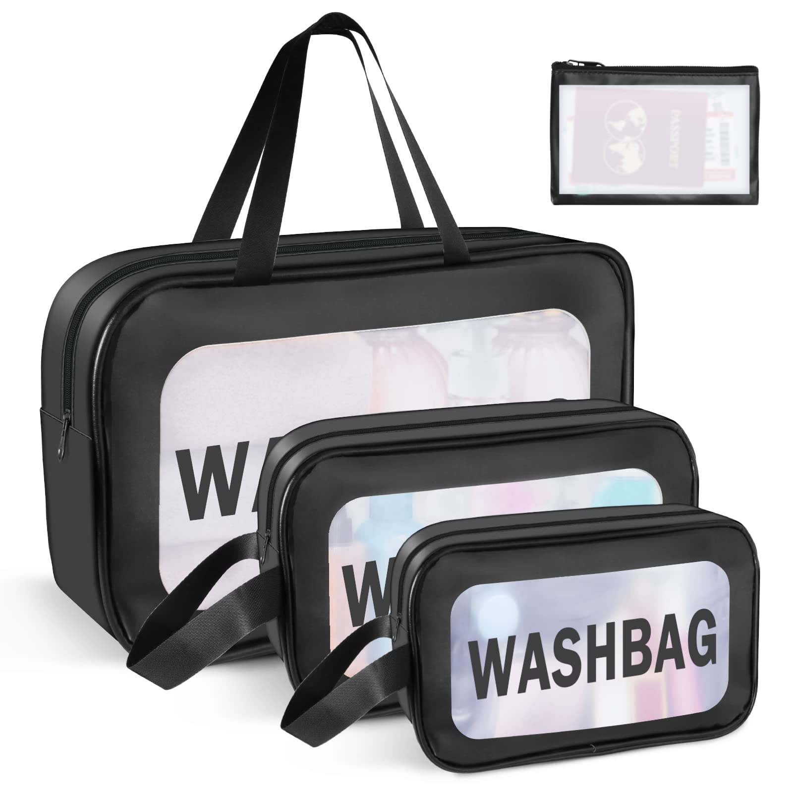 Hysagtek 4 Pcs Waterproof Toiletry Bag Set for Women Men, Clear Makeup Bags with Zipper, Cosmetic Travel Bags for Toiletries, Skincare Products, Travel Accessories