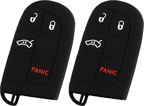 KeyGuardz Keyless Entry Remote Smart Key Fob Shell Cover Rubber Case for Chrysler 300 Dodge Challenger Charger Dart (Pack of 2)