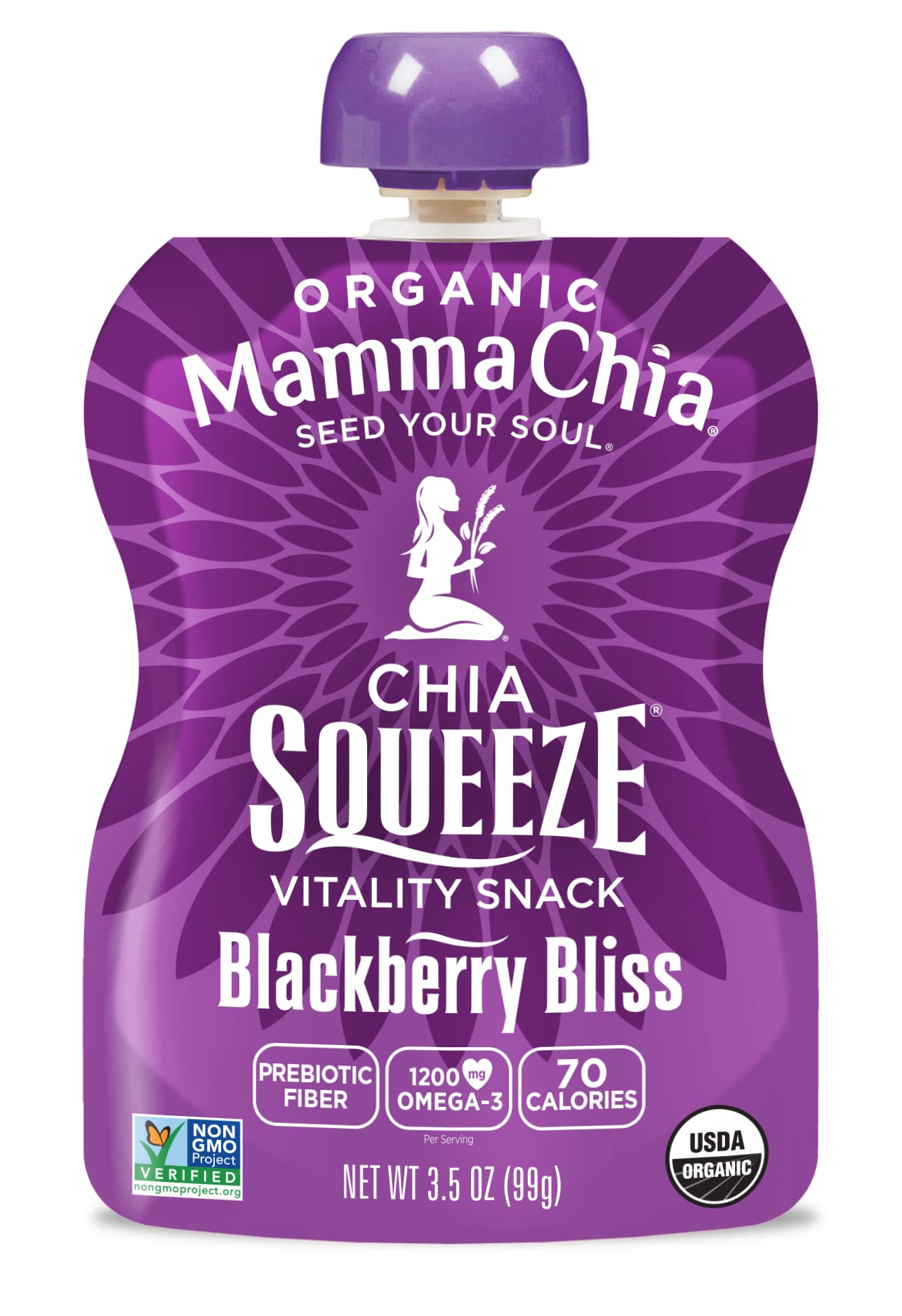 Mamma Chia Blackberry Bliss Organic Squeeze Snack, Non GMO, Gluten Free, 3.5 Ounces (Pack Of 16)