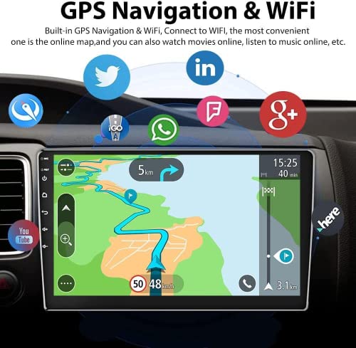 (2G+16G)BAJKQKAI Android 11 Car Stereo Double Din 10.1 Inch Touch Screen Car Radio in Dash GPS Navigation Bluetooth FM Radio with Dual USB WiFi Mirror Link for iOS/Android Phones +12 LED Backup Camera