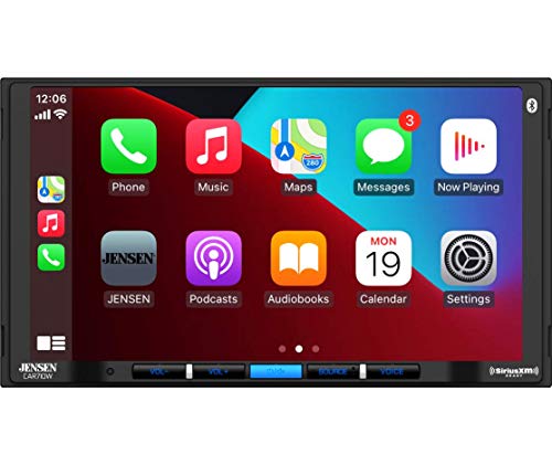 Jensen CAR710W 7” Mechless Multimedia Receiver with Wireless Apple CarPlay l Supports Android Devices l SiriusXM-Ready l Built-in Bluetooth