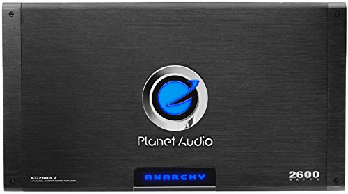 Planet Audio AC2600.2 Anarchy Series Car Audio Amplifier - 2600 High Output, 2 Channel, Class A/B, High/Low Level Inputs, High/Low Pass Crossover, Full Range, Hook Up To Stereo and Subwoofer