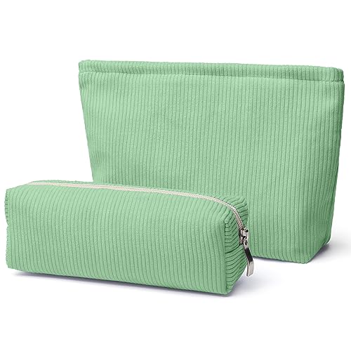 SANYETS 2 Pieces Makeup Bags for Women, Small Makeup Bag for Purse, Travel Cosmetic Bag, Green Mini Cosmetic Pouch, Portable MakeUp Organizer Bag, Girls Trendy Aesthetic Stuff