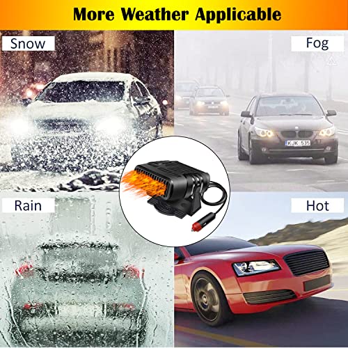 Car Heater Defroster, 12V 120W Auto Defogger 360° Rotatable Fast Heating Quickly Defrost 2 in 1 Auto Car Windshield Portable Heater Cooling Fan