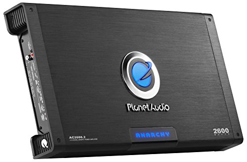 Planet Audio AC2600.2 Anarchy Series Car Audio Amplifier - 2600 High Output, 2 Channel, Class A/B, High/Low Level Inputs, High/Low Pass Crossover, Full Range, Hook Up To Stereo and Subwoofer