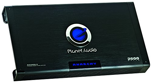 Planet Audio AC2600.2 Anarchy Series Car Audio Amplifier - 2600 High Output, 2 Channel, Class A/B, High/Low Level Inputs, High/Low Pass Crossover, Full Range, Hook Up To Stereo and Subwoofer