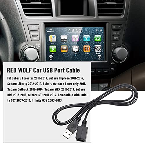 RED WOLF Car Stereo Factory USB Wire Adapter Retention Cable Wire Harness Connector Retain OEM USB Port for Subaru Outback 2012-2014, Infiniti G37/G35 2007-2013 Install on Aftermarket Radio Headunit