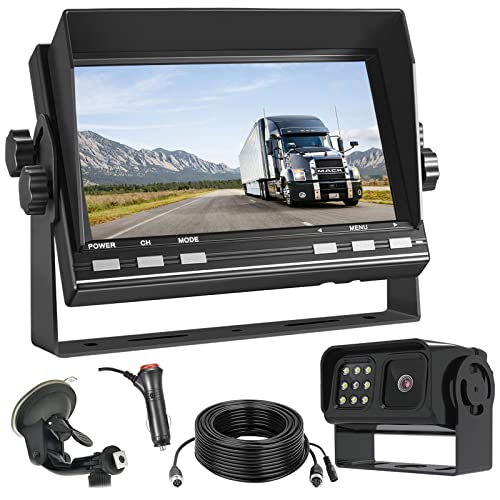 2K Backup Camera Systems, 7 Inch Vehicle Back Up Cameras with IP69 Waterproof Rear View Camera IR Night Vision, Wire Reserve Camera with Suction Cup Mount Bracket
