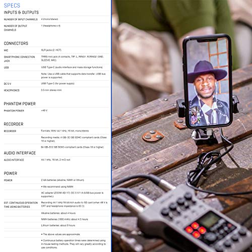 Zoom PodTrak P4 Portable Multitrack Podcast Recorder + 64GB Ultra SDXC Memory Card + 4X AA Batteries & Charger + Cleaning Cloth – Ultimate Podcasting Bundle