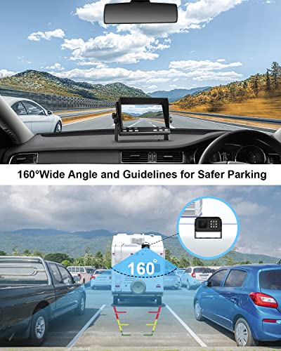 2K Backup Camera Systems, 7 Inch Vehicle Back Up Cameras with IP69 Waterproof Rear View Camera IR Night Vision, Wire Reserve Camera with Suction Cup Mount Bracket