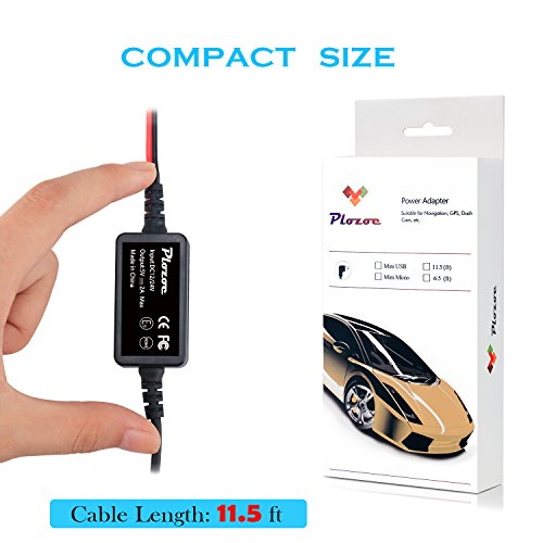 Dash Cam Hardwire Kit, Mini USB Hard Wire Kit Fuse for Dashcam, Plozoe 12V-24V to 5V Car Dash Camera Charger Power Cord, Gift 4 Fuse Tap Cable and Installation Tool(11.5ft