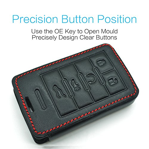 MECHCOS Compatible with fit for Cadillac SRX CTS XTS ATS Chevy C7 Corvette 5-Buttons Leather Keyless Entry Remote Control Smart Key Fob Cover Pouch Bag Jacket Case Protector Shell