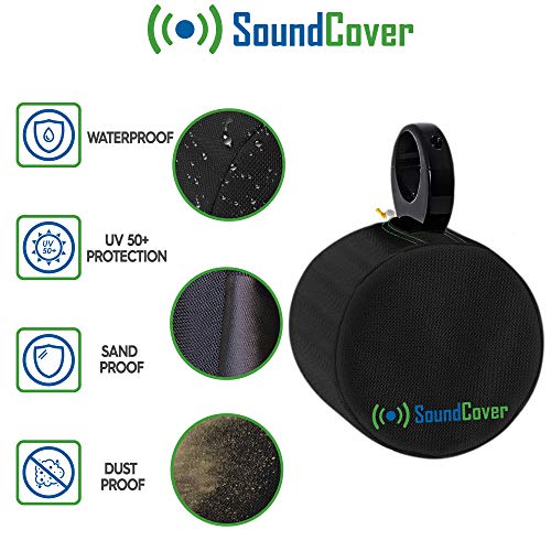 Two Black Heavy Duty Medium Marine Speaker Covers for Round 6.5" & Oval 6x9 Boat Wakeboard Tower Pod Speakers Size H 9.8" x W 9.8" x D 12" - Fits Boss Audio, MCM Custom Audio, Rockville Speakers