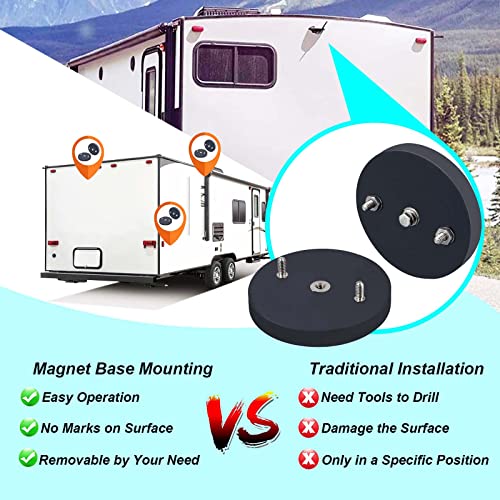SKNOOY Magnetic Backup Camera Mount Base No Drilling, 2 Pack Anti-Scratch Neodymium Magnet, 90 LB Non-Damage Strong Magnetic Holder DVR Monitor System Mounting Base for RVs,Trailers,Trucks,Harvester