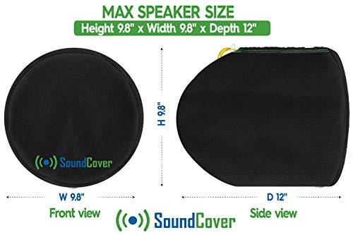 Two Black Heavy Duty Medium Marine Speaker Covers for Round 6.5" & Oval 6x9 Boat Wakeboard Tower Pod Speakers Size H 9.8" x W 9.8" x D 12" - Fits Boss Audio, MCM Custom Audio, Rockville Speakers