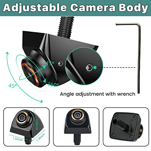 GreenYi AHD 720P Reverse Rear Cam Backup/Front/Side View Camera with Gold Rim + Hidden/Flush Mount Holder Shell