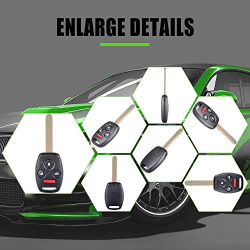 SCITOO 2pcs Uncut Car Key Fob Keyless Entry Remote Replacement for 2006-2013 for Civic FCC 35111-SVA-305 35111-SVA-306 35118-TR0-A00 4 Buttons