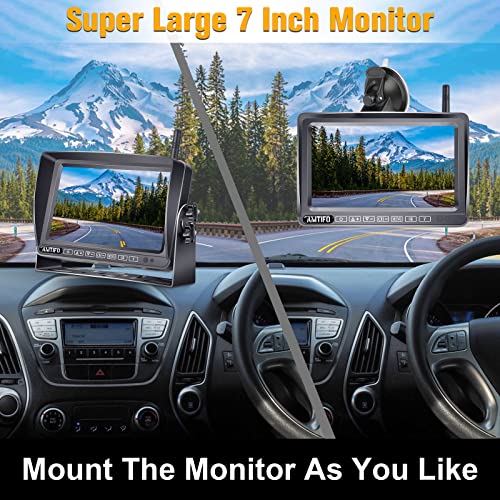 AMTIFO RV Backup Camera Wireless HD 1080P 8 Inch Touch Key Monitor Trailer Rear View System for Truck 5th Wheel Camper Reverse Cam DVR Split Screen 4 Channels Compatible with Furrion Pre-Wired RVs A5