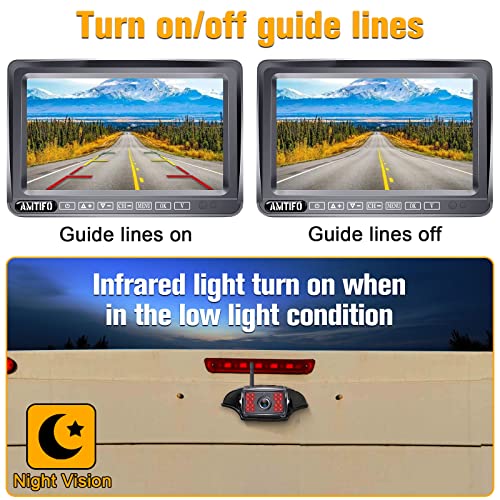 AMTIFO RV Backup Camera Wireless HD 1080P 8 Inch Touch Key Monitor Trailer Rear View System for Truck 5th Wheel Camper Reverse Cam DVR Split Screen 4 Channels Compatible with Furrion Pre-Wired RVs A5