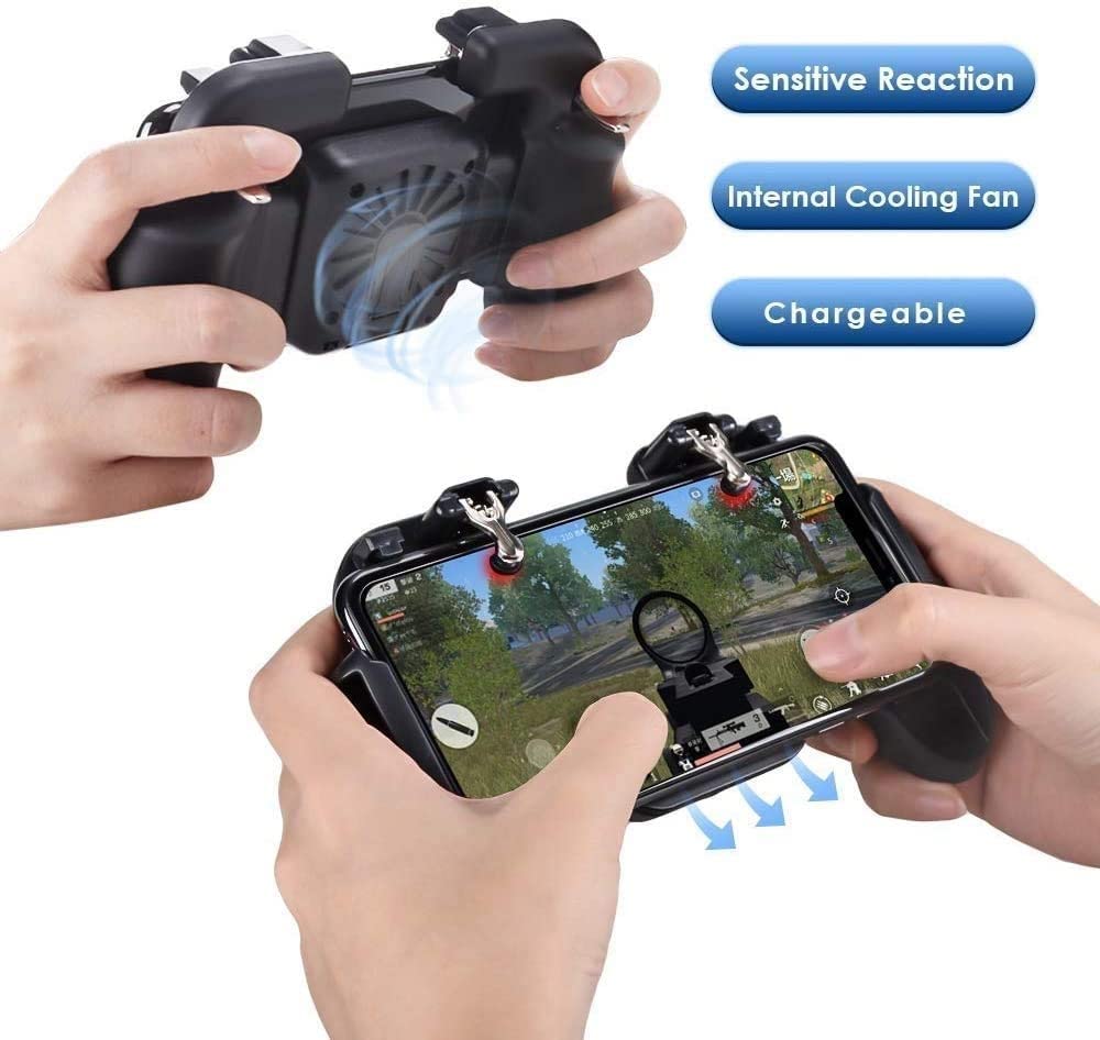 Game Controller Multifunction Mobile Phone Controller with Cooling Fan Gaming Triggers Gamepad Phone Holder Gaming Grip