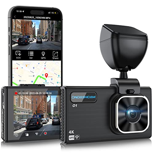ONDASHCAM O1 4K Dash Cam with Built-in WiFi GPS, 2160P UHD Dash Camera for Cars, 3.5" LCD Dashcam for Cars with 32GB Card, 170Β° Wide Angle, WDR, Night Vision, G-Sensor, Parking Mode, Support 512GB Max