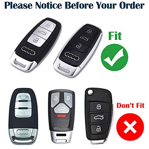 Lcyam 3 Button Key Fob Cover Silicone Case Compatible with 2019 2020 A6 E-Tron Audi A6L A8L A6 A7 A8 Q8 (Black Red)