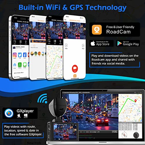 ONDASHCAM O1 4K Dash Cam with Built-in WiFi GPS, 2160P UHD Dash Camera for Cars, 3.5" LCD Dashcam for Cars with 32GB Card, 170° Wide Angle, WDR, Night Vision, G-Sensor, Parking Mode, Support 512GB Max