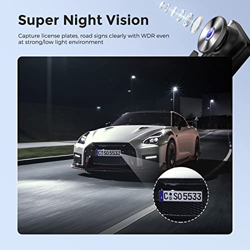 AZDOME 12" 4K Mirror Dash Cam, Split-Screen Display Rear View Mirror Camera, Waterproof Backup Camera, Dual Dash Camera for Cars, Night Vision, Parking Monitor, 64GB Card & GPS