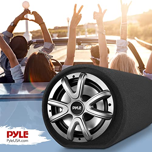 10-Inch Carpeted Subwoofer Tube Speaker - 500 Watt High Powered Car Audio Sub Bass Enclosure System with 2β Aluminum Voice Coil, 4 Ohm, Rear Vented Design - PLTB101