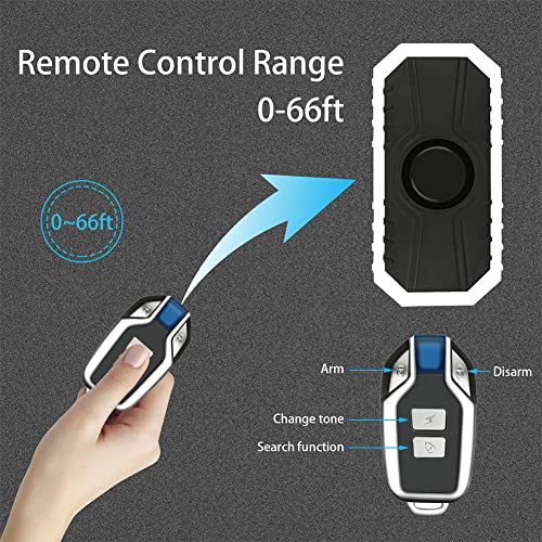 Wireless Bike Alarm with Remote,Bicycle Motorcycle Alarm,Vehicle Security Alarm System Security Vibration Motorcycle Bicycle/Door Burglar Alarm,110-115dB Loud(size:with 1pc Remote Controller)