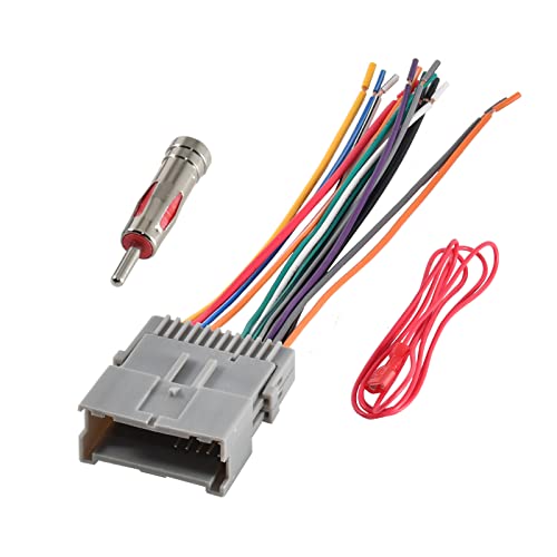 RED WOLF Car Radio Stereo Wiring Harness W/Antenna Adapter Connector Plug Replacement for GM Chevy GMC Suburban Buick Cadillac 2002-2008 Early Model