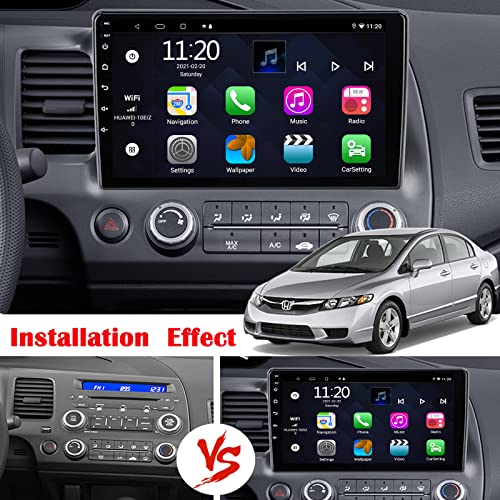 Binize Android 10 Car Stereo Compatible with CarPlay&Android Auto,10 Inch Touch Screen Car Radio Support Bluetooth,GPS Navigation,FM&AM,RDS,DSP,SWC for Honda Civic 2006-2011+Backup Camera