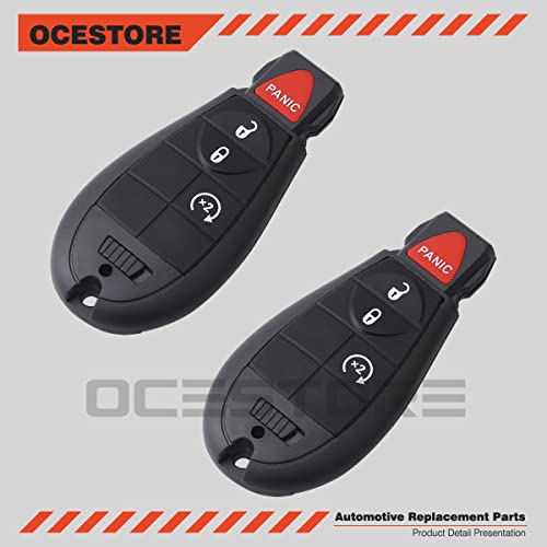 OCESTORE 2Pcs Car Key Fob Keyless Control Entry Remote M3N5WY783X Alarm 3 Button Vehicles Replacement Compatible with Ram 1500 2500 3500 GQ4-53T