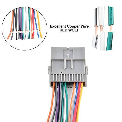 RED WOLF Car Radio Stereo Wiring Harness W/Antenna Adapter Connector Plug Replacement for GM Chevy GMC Suburban Buick Cadillac 2002-2008 Early Model