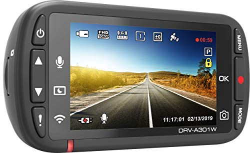 Kenwood DRV-A301W HD Car Dash cam with 2.7" Display, Parking Mode Recording | Built-in GPS | Wireless Link
