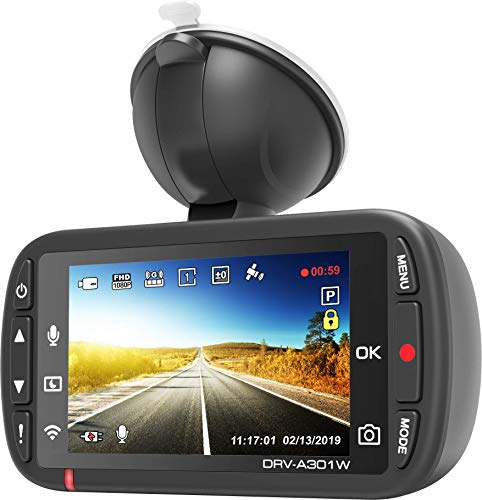 Kenwood DRV-A301W HD Car Dash cam with 2.7" Display, Parking Mode Recording | Built-in GPS | Wireless Link
