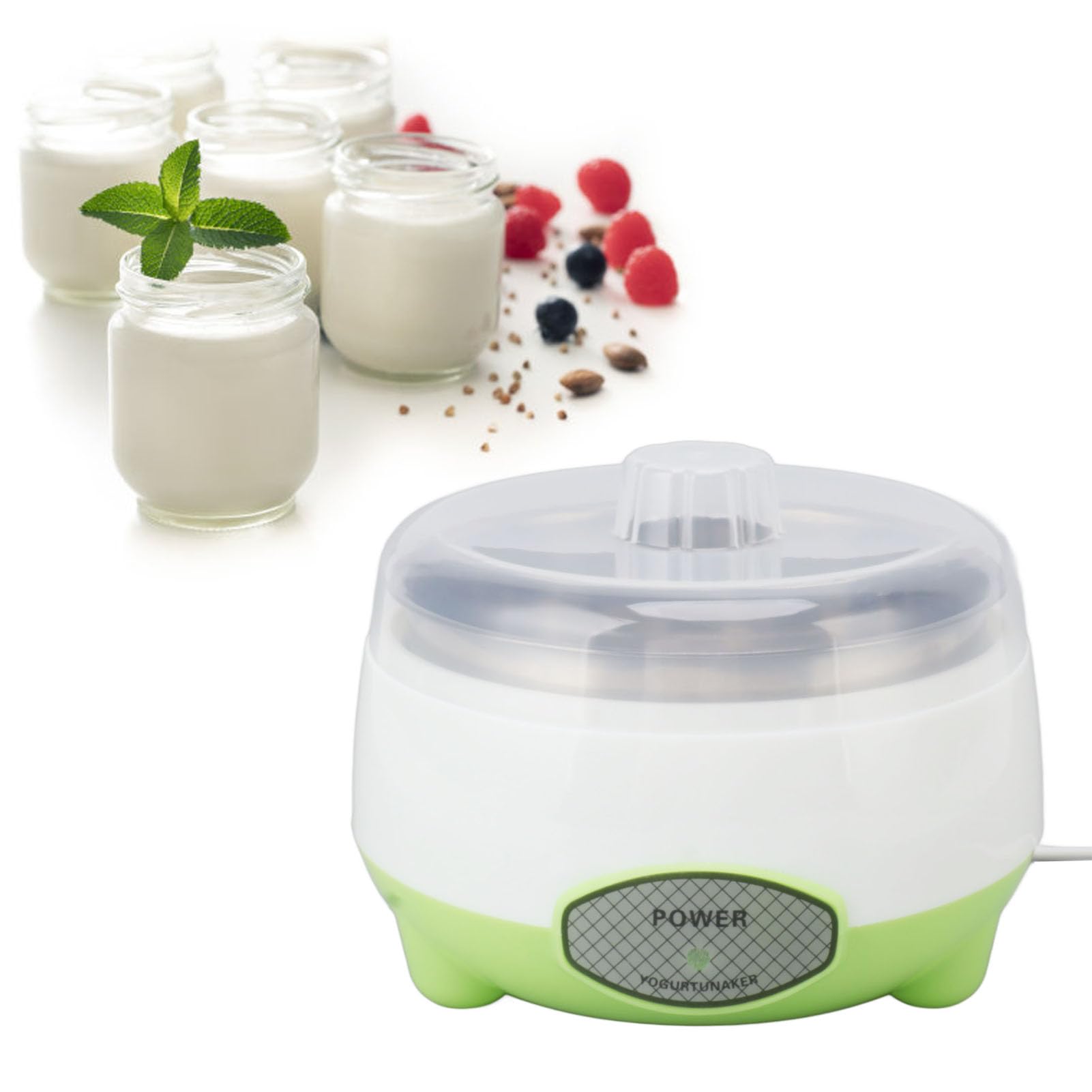 Dpofirs Yogurt Maker, Compact Greek Yogurt Maker Machine, 15W DIY Homemade Yogurt Maker with Efficient Uniform Heating for Home Organic Yogurt, Cheese Maker, Natto Maker, Gifts (US Plug