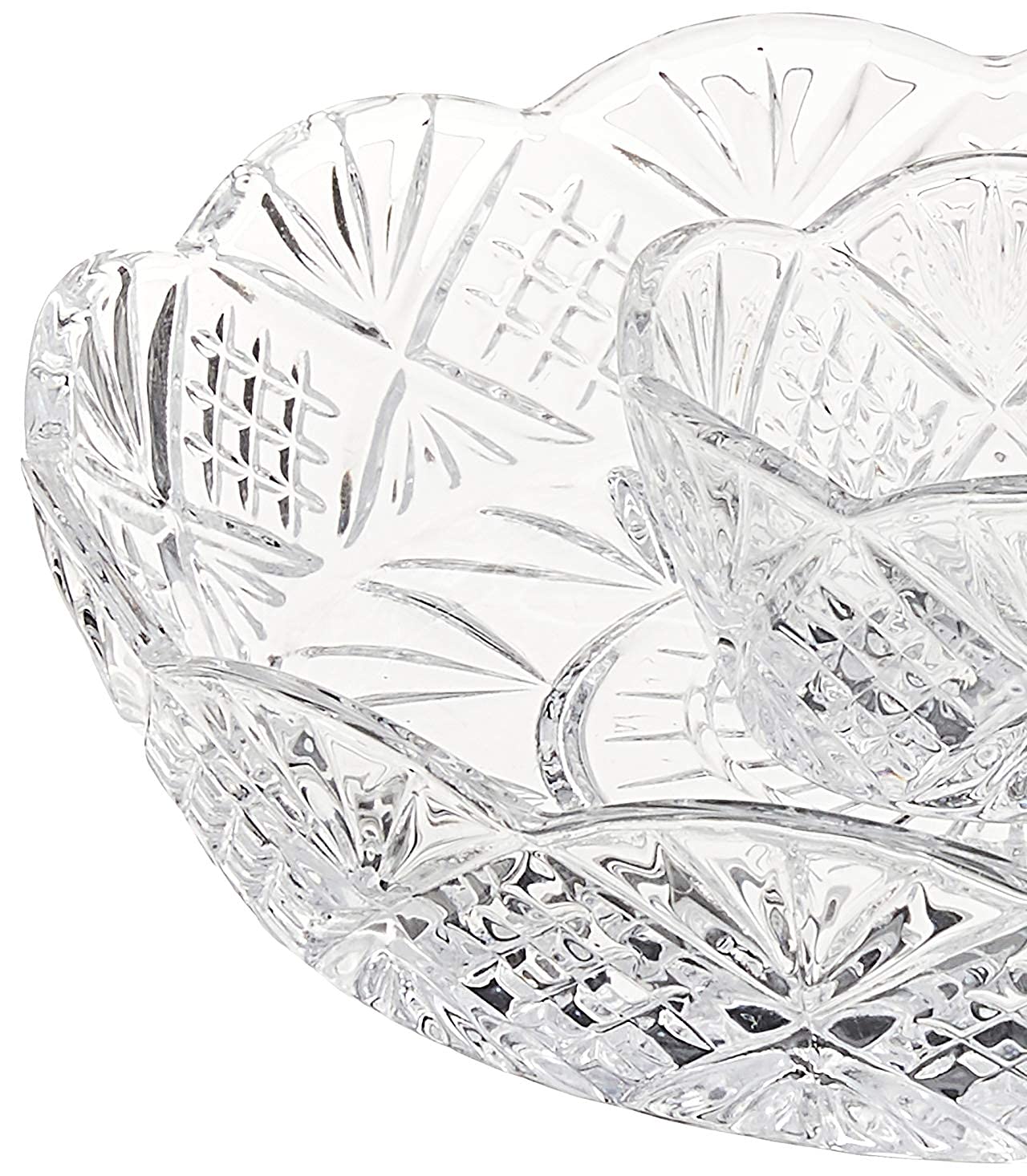 Godinger Crystal Appetizer Serving Platter for Parties Chips and Dip or Snacks Hosting Plate